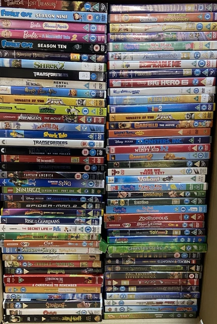 APPROX 80 RAW Kids DVD Bundle Joblot Matilda Shrek 2 Rio 2 Family Guy £ ...