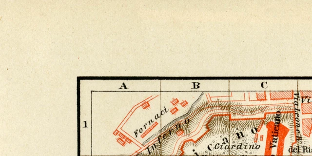 ROM HISTORISCHER STADTPLAN Karte Lithographie ca. 1907 antike ...