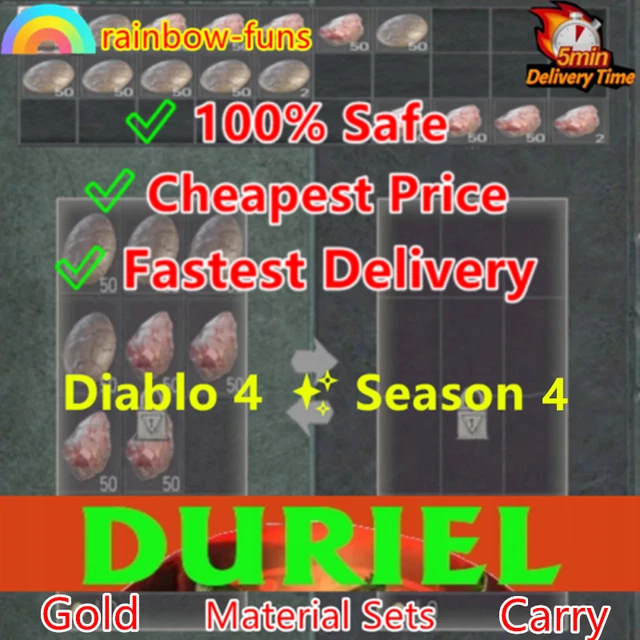 DIABLO 4 DURIEL Mats 🔥D4 Materials Shard Egg🔥PC PS5 XBOX D4 Season 4 Gold S4🚀 £106.79 - PicClick UK