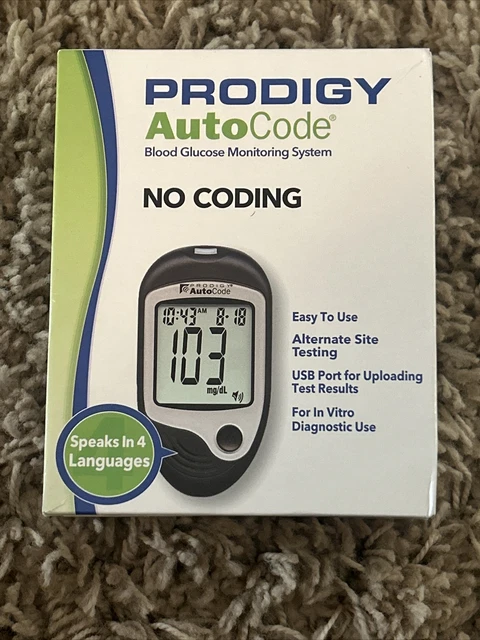 PRODIGY AUTOCODE TALKING Blood Glucose Monitoring Meter 4 Languages ...