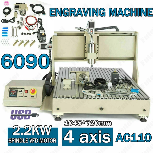 CNC 6090 4AXIS 1.5KW Router Milling Engraver Machine USB DIY CNC ...
