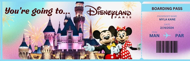 PERSONALISED DISNEYLAND TICKET, Disneyworld Ticket Surprise Reveal ...