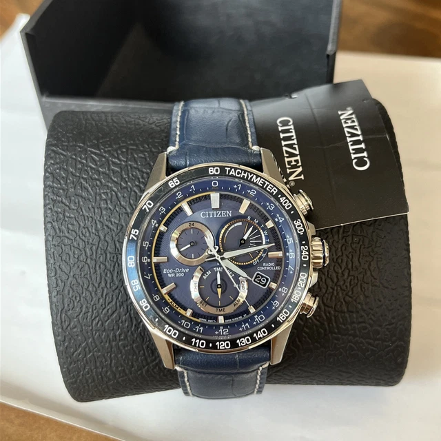 RELOJ CRONÓGRAFO CITIZEN Eco-Drive PCAT de cuero azul para hombre ...