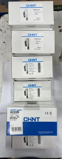 CHINT CURVE B 10kA 30mA RCBO TYPE AC NB3LEU B6, B10,B16, B32, B40 £21. ...