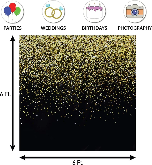 BLACK AND GOLD Photo Booth Backdrop - Perfect Party Decoration for ...