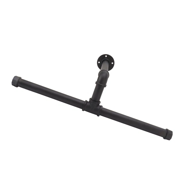 BLACK WALL MOUNT Clothes Rack Floating Iron Pipe Coat Hat Rack JY DO ...