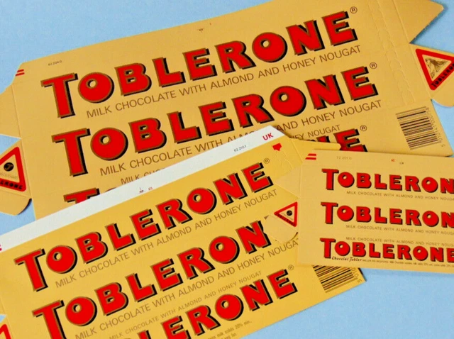 THREE VINTAGE 1980'S TOBLERONE Chocolate wrapper box packaging printer ...