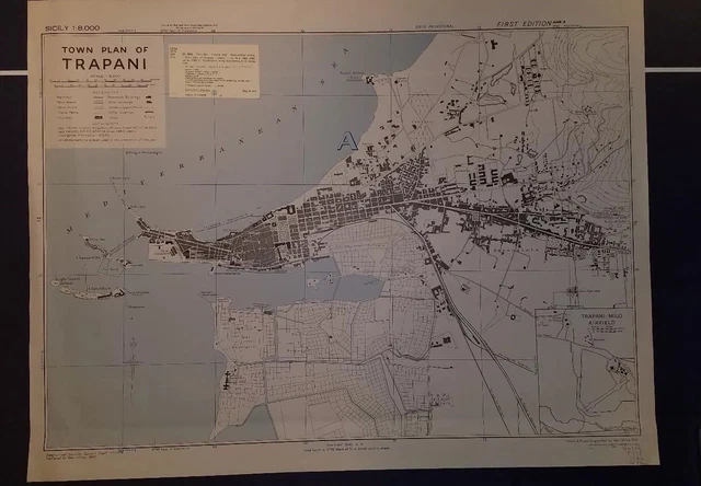 1943 US ARMY City Plan Map Trapani Sicily Italy GSGS 4379 £122.47 ...