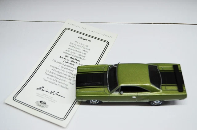 1:43 MATCHBOX 1970 Plymouth Road Runner Hemi #YMC04-M Diecast Model Car ...