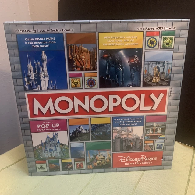 MONOPOLY DISNEY PARKS Theme Park Edition Pop-Up Castle Board Game ...