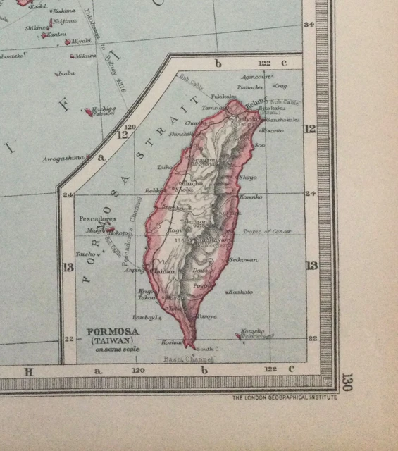 ANTIQUE PRINT MAP THE JAPANESE EMPIRE, KOREA & SAKHALIN c.1906 Taiwan £ ...