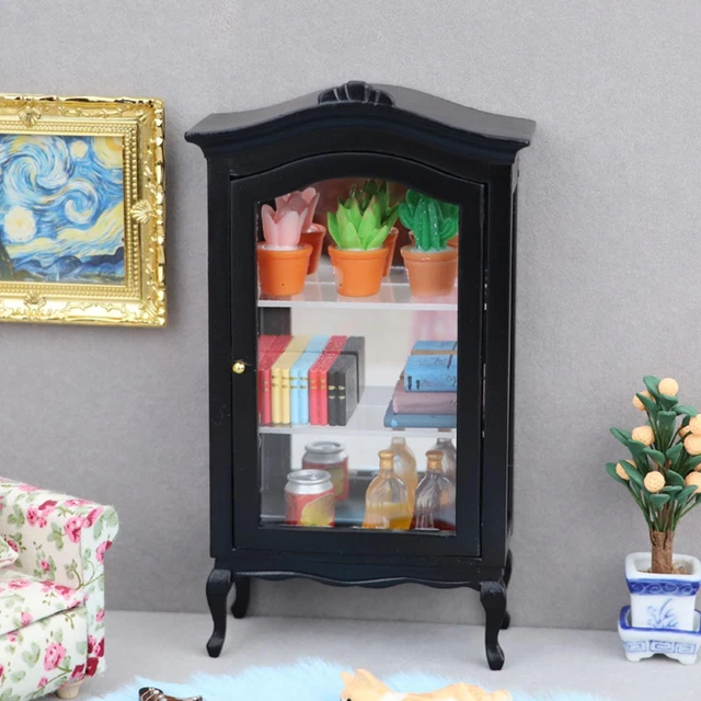 DOLLHOUSE CUPBOARD KIDS Pretend Toys Bookshelf Toy Furniture Display ...