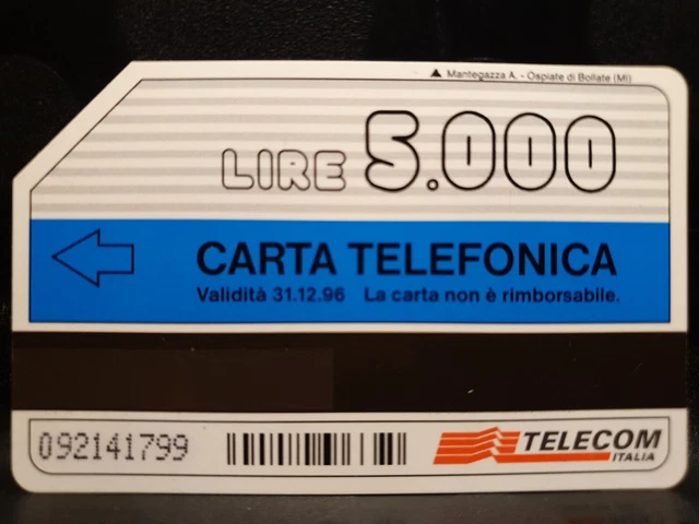 CARTA SCHEDA TELEFONICA Telecom Italia Lire 5000- 31/12/96- Pubblicità ...