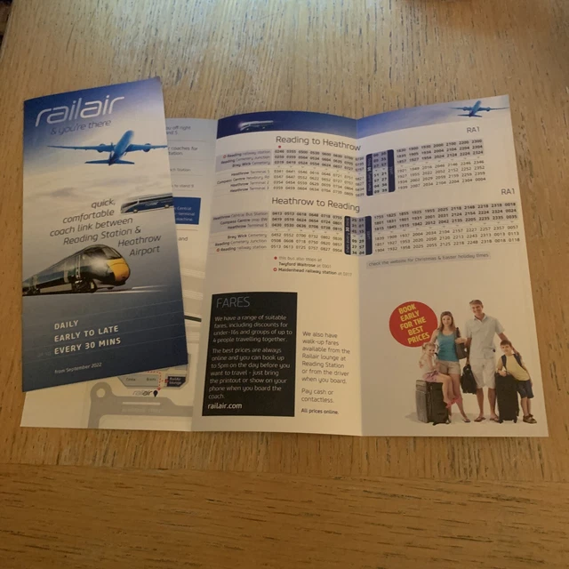 FIRST BUS: READING-HEATHROW Rail Air Coach timetable leaflet September ...