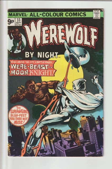 WEREWOLF BY NIGHT #33 1975 VG UK Price Variant Marvel 2nd app. of Moon ...
