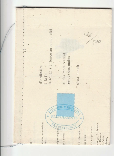 SANG JEAN CHOLLET Antoine Emaz V. Rougier Ficelle Plis urgents #19 TL ...