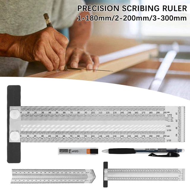 HIGH PRECISION SCALE Ruler T Type Hole Rule Scribing Mark Line Gauge ...