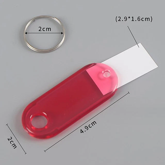 10PCS CRYSTAL CLEAR Plastic Key Tag With Split Ring Label Double Sided ...
