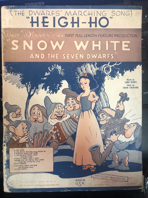 1938 WALT DISNEY Biancaneve Heigh-Ho Seven Dwarf's Marching Song ...