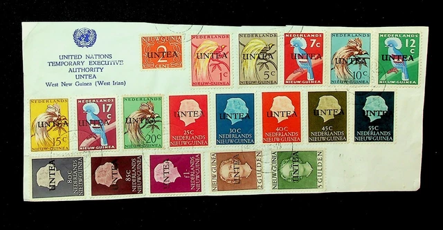 NEDERLANDS NIEUW GUINEA UNTEA 1 - 19 op briefdeel met kortebalkstempel ...