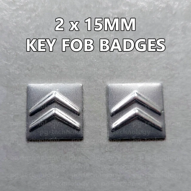 2 X CITROEN REMOTE KEY FOB EMBLEM LOGO STICKER BADGE REPLACEMENT SILVER ...