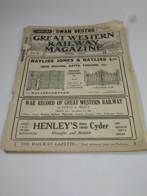 VINTAGE RAILWAYANA GREAT Western GWR Railway Magazine April 1923 £4.99 ...