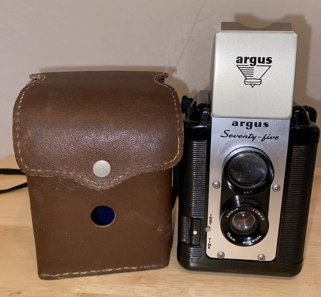 1950S VINTAGE ARGUS Seventy-Five Camera, Dual Lens Box Camera with Case ...