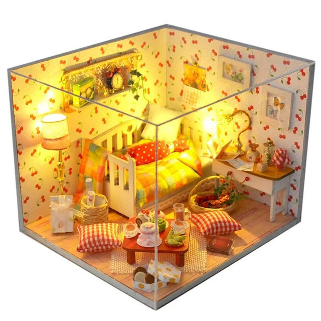 MAISON DE POUPÉE Miniature en bois 3D, Kit de salle créative, jouet, cadeau EUR 23,18 - PicClick FR