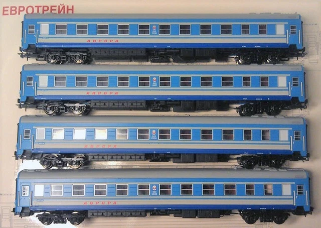EUROTRAIN 0213 - Set 4 Passenger Cars AURORA / 4 Personenwagen SZD Ep ...