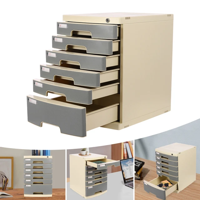 DESKTOP STORAGE BOX 6 Drawers Organizer Lockable Desk File Organizer ...