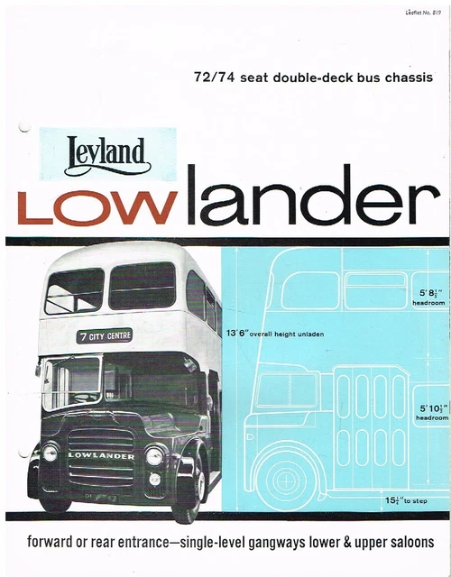 LEYLAND LOWLANDER DOUBLE Decker Bus Chassis Orig. 1961 Factory Sales ...