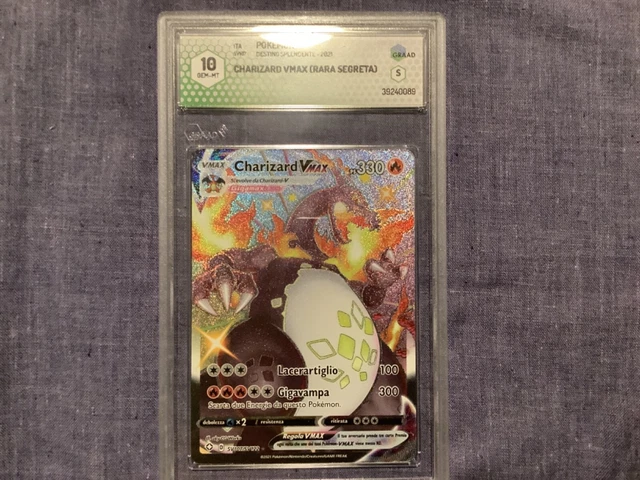 CHARIZARD VMAX SECRET rare shiny graad 10 ita destino splendente 2021 ...