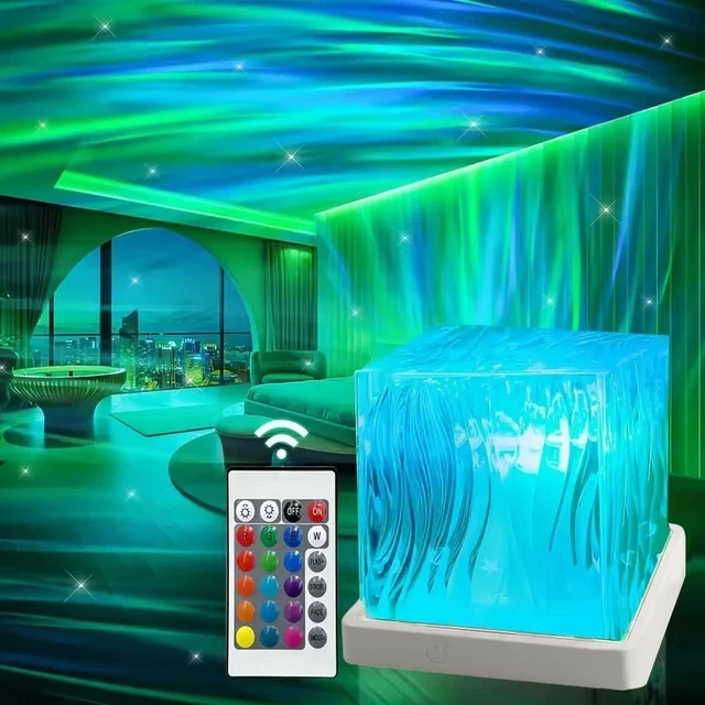16 RGB COLOR changing LED Northern Lights lamp water waves lamp night ...