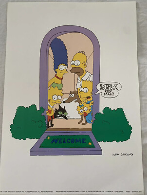 *RARE* VINTAGE 90'S The Simpsons Family Poster “Enter At Your Own Risk ...