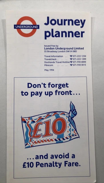 LONDON UNDERGROUND TUBE Map Journey Planner from 1994! £1.75 - PicClick UK