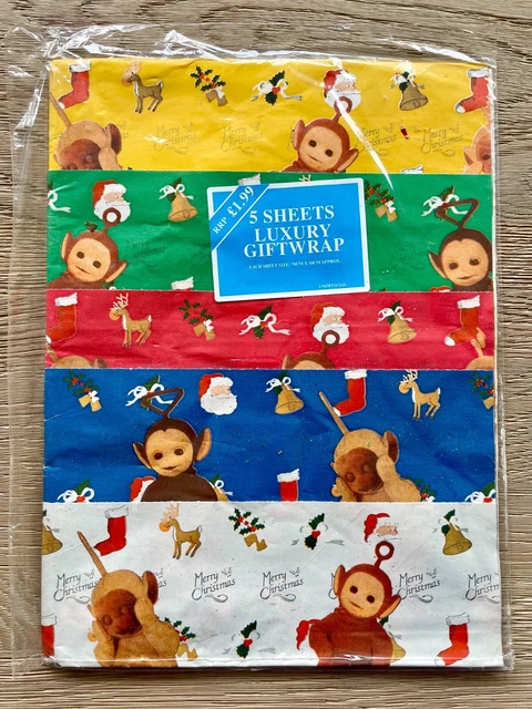 TELETUBBIES CHRISTMAS GIFT wrap wrapping paper sheets vintage ...