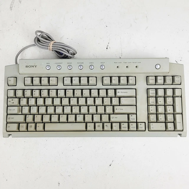 SONY VAIO 100-KEY PS/2 Mechanical Keyboard Model: PCVA-KB1P/UB Vintage ...