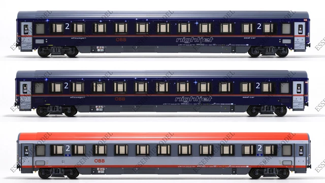 ACME 55187 H0 Set 3 carrozze ÖBB Nightjet EN 295/40295, Monaco-Milano ...