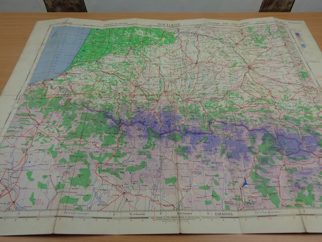 WW2 RAF WING COMMANDER'S map "TOULOUSE" (DFC for OP's TONGA & MARKET ...