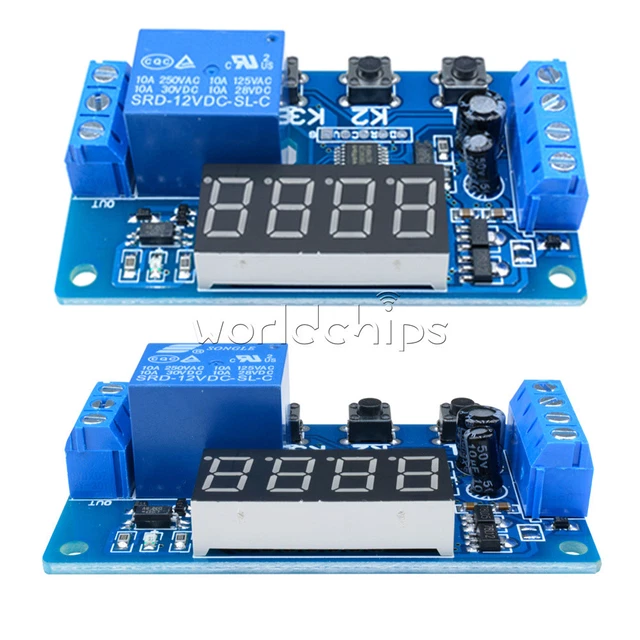 DIGITAL 12V TIMING Delay Relay Module Cycle Timer 4-digit LED Display 0 ...