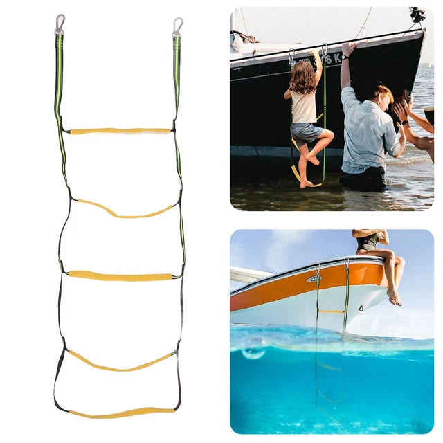 BOAT ROPE LADDER Portable 5 Step Folding Marine Rope Ladder For ...