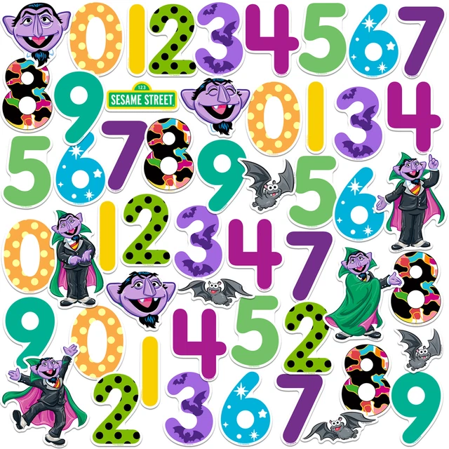 SESAME STREET COUNT Von Count Numbers 50ct Vinyl Large Deluxe Stickers ...
