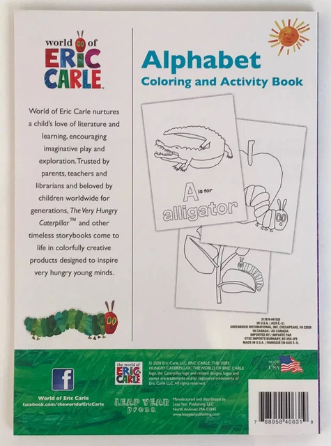 ERIC CARLE THE Very Hungry Caterpillar Alphabet Coloring & Activity ...