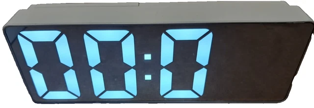 MODERN MIRROR DIGITAL Alarm Clock Blue LED Night Light USB Table ...