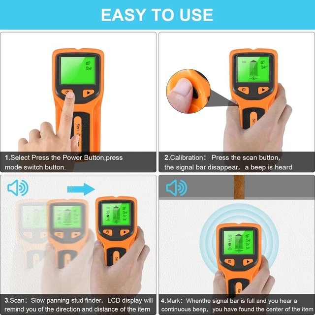 METAL STUDS DETECTION Multi-probe Wall Scanner Handheld Moisture Meter ...