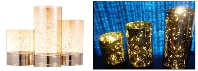 BUNDLEBERRY BY AMANDA Holden Set of 3 Wire Light Glass Cylinder ...
