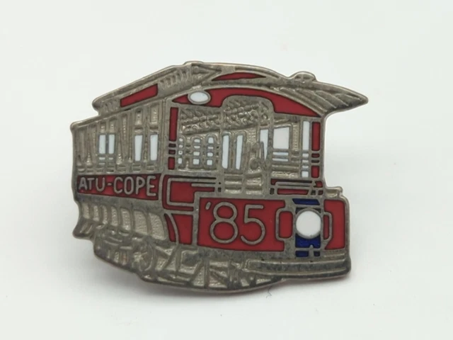 1985 ATU-COPE TRANSIT Union Train Metal Enamel Pin Pinback MADE BY LU ...