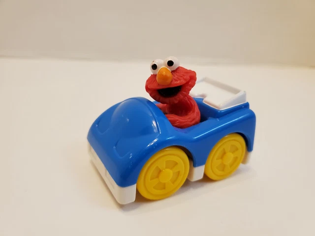 MATTEL SESAME STREET Elmo Blue Race Car Vehicle Yellow Wheels 2004 3 ...