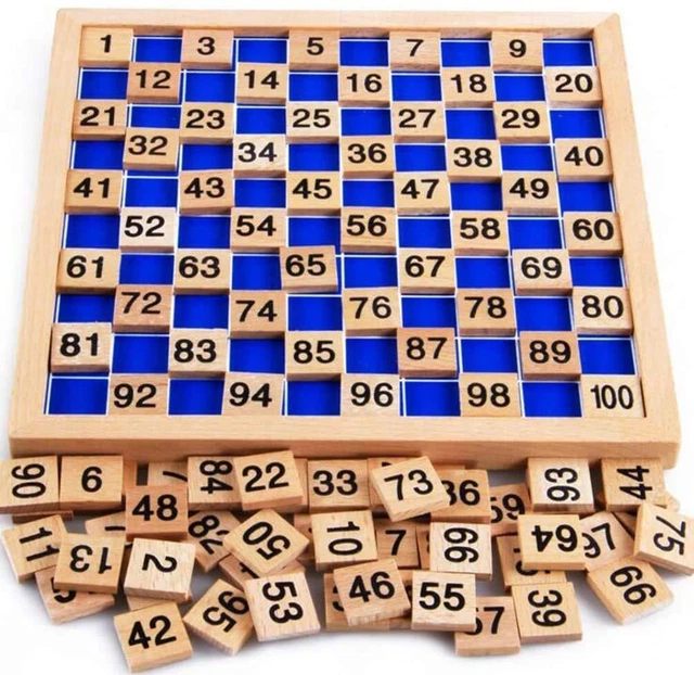 WOODEN HUNDRED BOARD Montessori Math Counting Toys, 1 - 100 Numbers $24 ...
