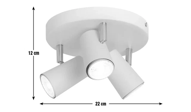 3 LIGHT CEILING Spotlight Plate Matt White 3W Adjustable Heads GU10-IP ...